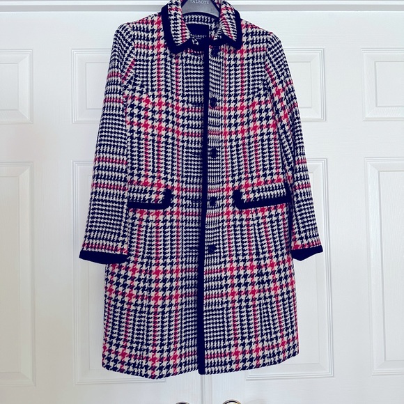 Talbots | Jackets & Coats | Talbots Red Black White Houndstooth Plaid ...